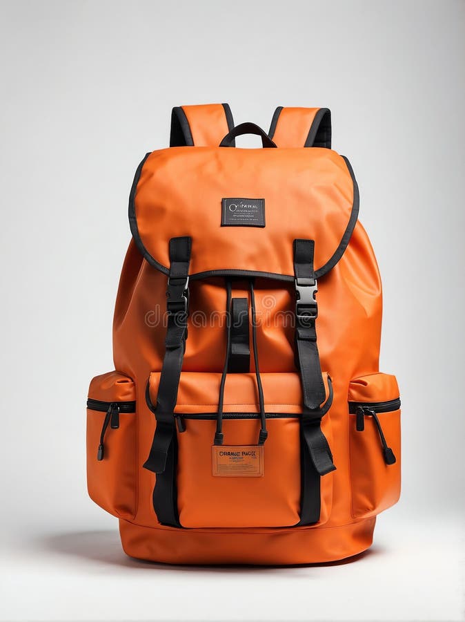 Orange Backpack on Plain White Ai Generated Stock Illustration ...