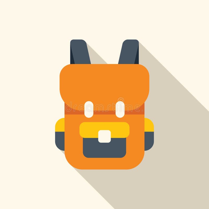 Orange Backpack Standing Up with Long Shadow Stock Illustration ...
