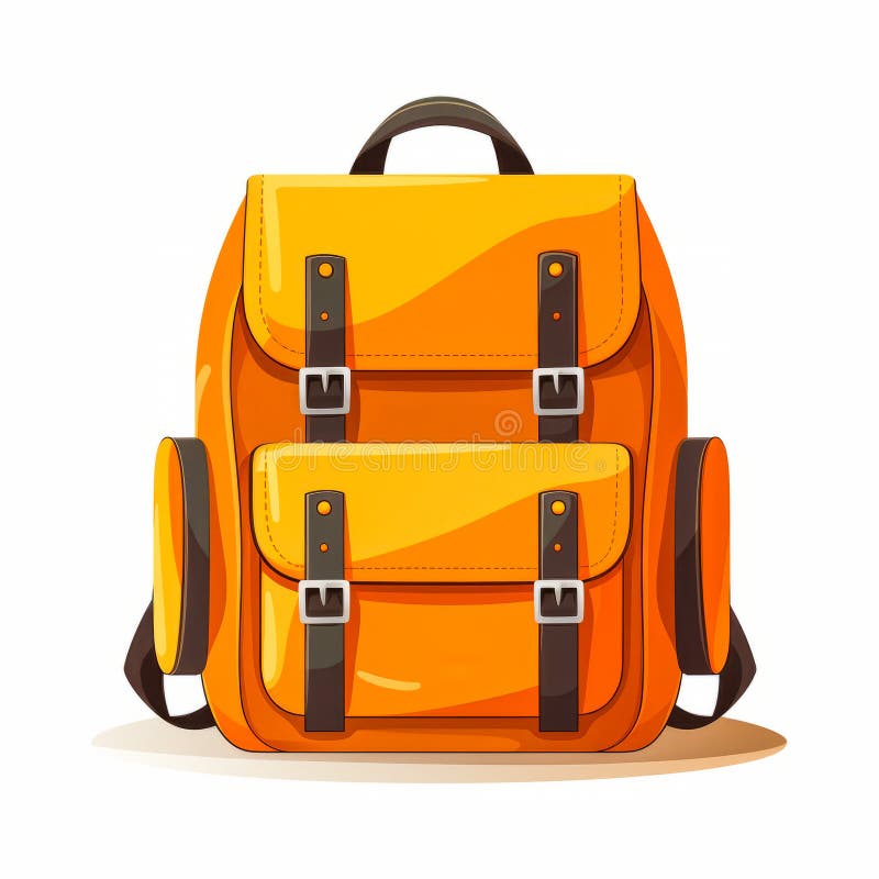 Orange Backpack with Two Buckles on White Background. Generative AI ...