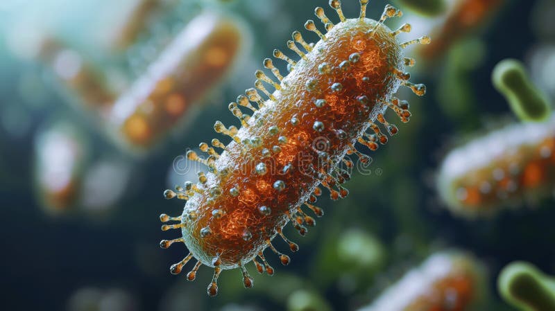 Orange Bacteria Under High-Definition Microscopy Stock Illustration ...
