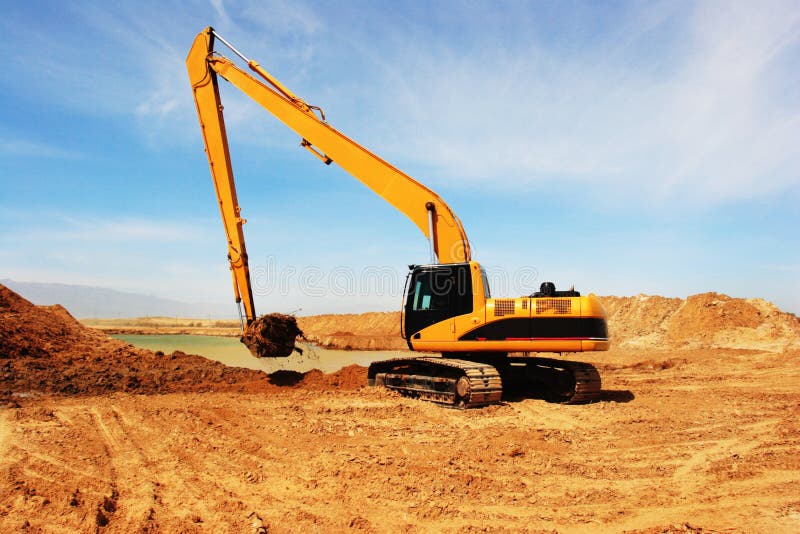 Orange Bagger an Der Baustelle Stockbild - Bild von technik, orange ...