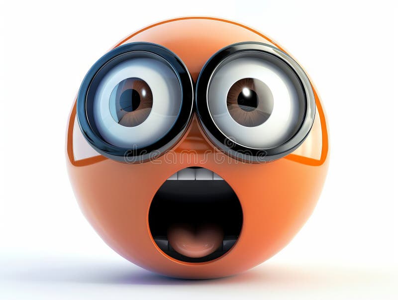 An Orange Ball with Goggles and a Shocked Expression Stock Photo ...