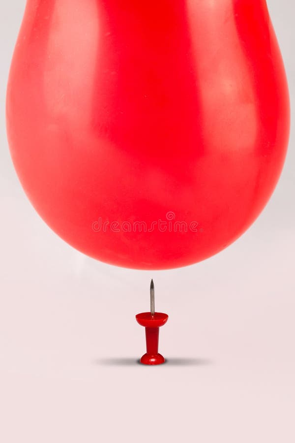 An Orange Balloon Falls on a Pin Needle on White Background Stock Image ...