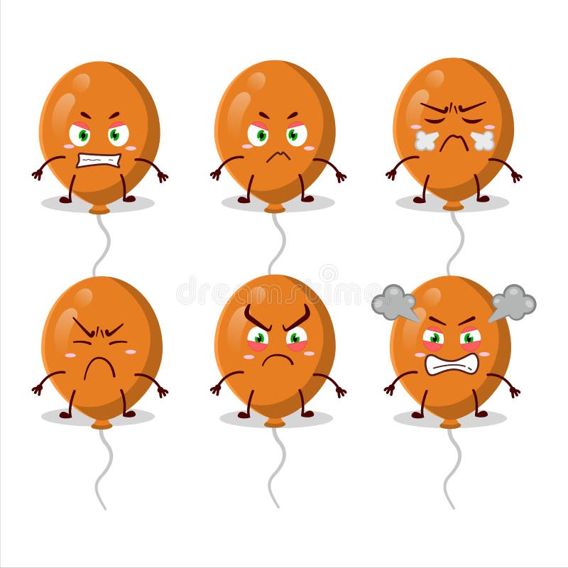 Orange Balloons Cartoon Character with Various Angry Expressions Stock ...