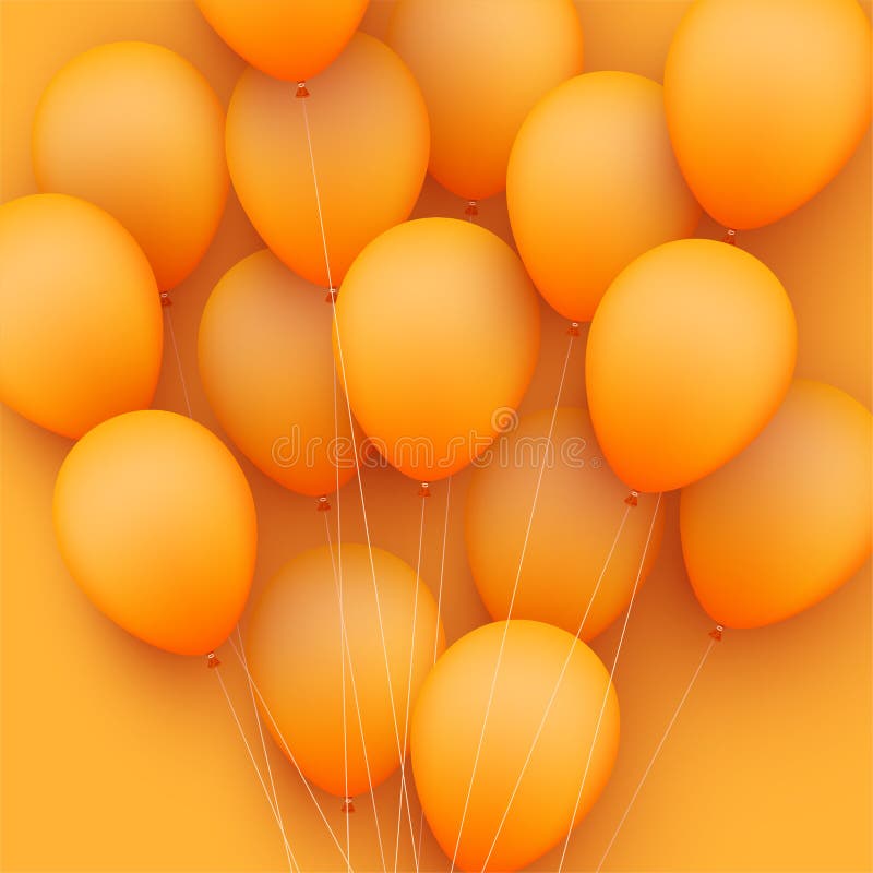 Orange Balloons with Threads on Orange Background Stock Vector ...