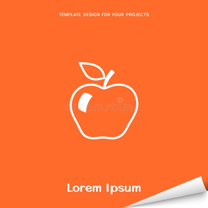 Orange Banner with Apple Icon Stock Vector - Illustration of text ...