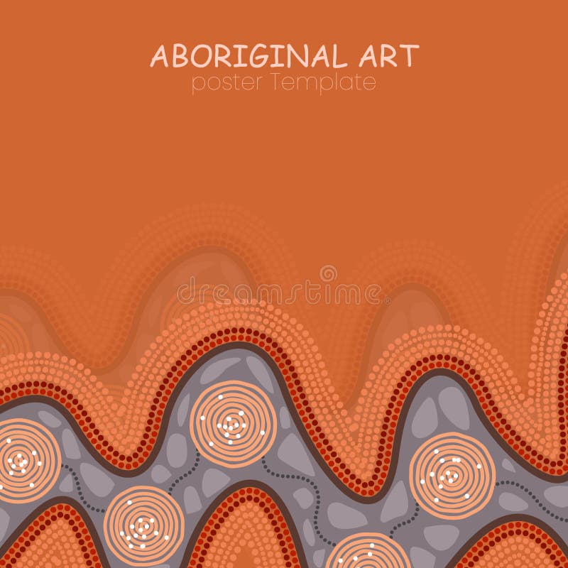 Orange Banner Background with Aboriginal Artwork Stock Illustration ...