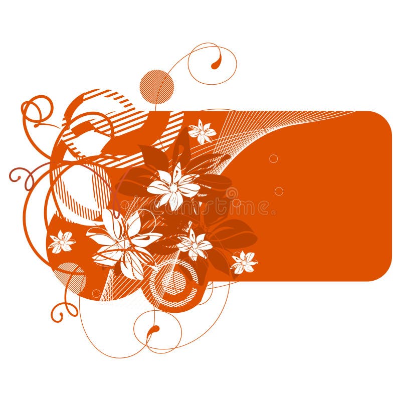 Orange banner with flowers stock vector. Illustration of beauty - 10702311