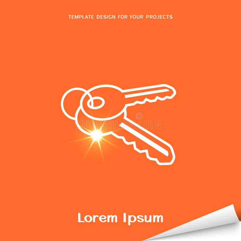 Orange Banner with Keys Icon Stock Vector - Illustration of banner ...