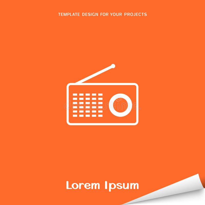 Orange Banner with Radio Icon Stock Vector - Illustration of text ...