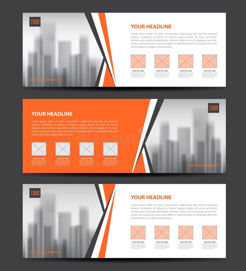 Orange Banner Template Vector, Horizontal Header, Advertising Stock ...