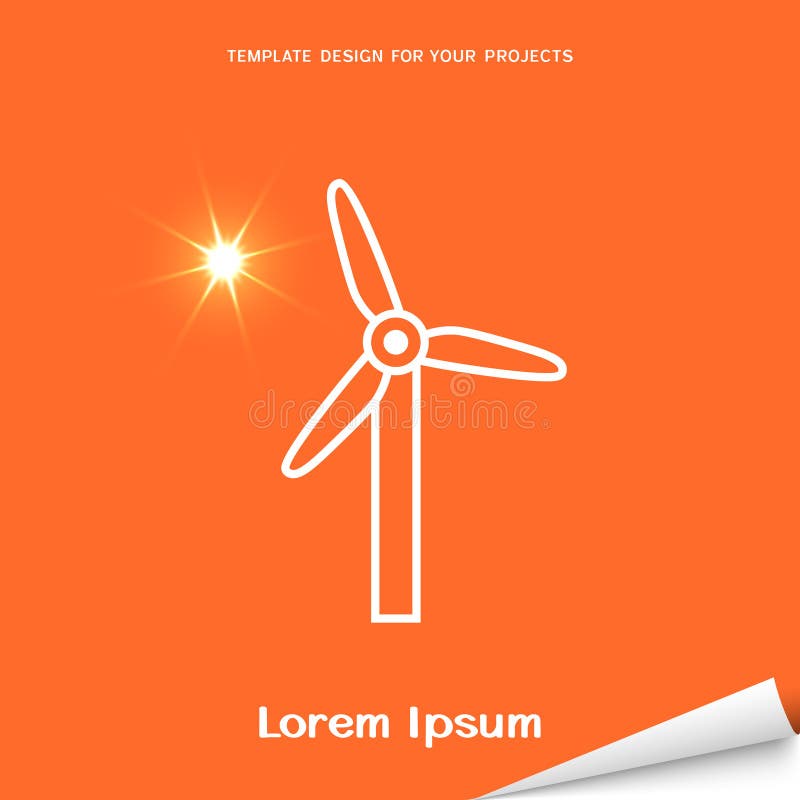 Orange Banner with Windmill Icon Stock Vector - Illustration of ecology ...