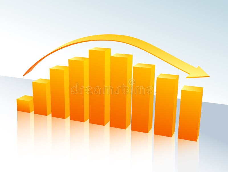 Orange Bar Graph with Arrow Stock Vector - Illustration of recession ...