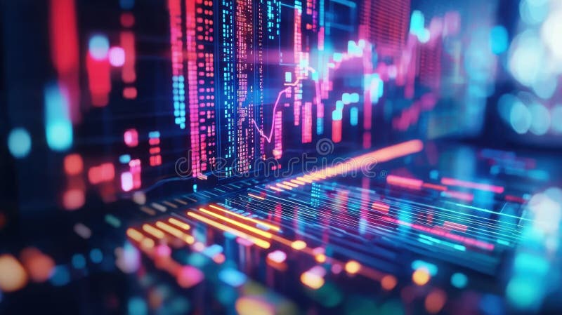 Trade Technology, and Investment Analysis. Big Data Bar with Growing ...