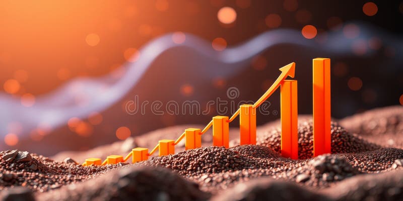 Orange Bar Graph Rising on Ground Stock Illustration - Illustration of ...