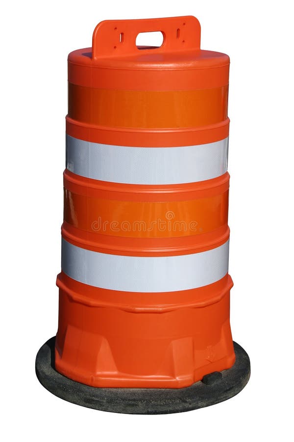 Orange barrel on white stock photo. Image of warn, repair - 4935944