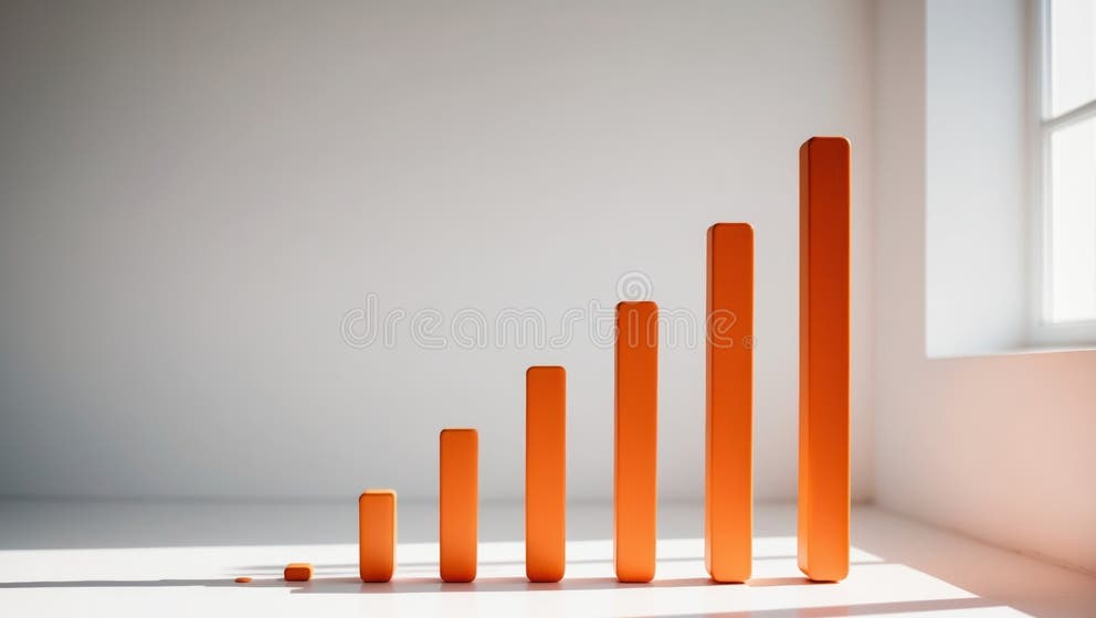 Orange Bars Representing Growth and Progression. Stock Image - Image of ...