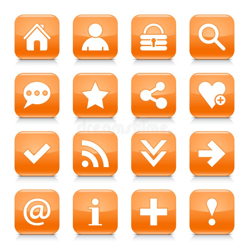 Orange Basic Sign Rounded Square Icon Web Button Stock Vector ...