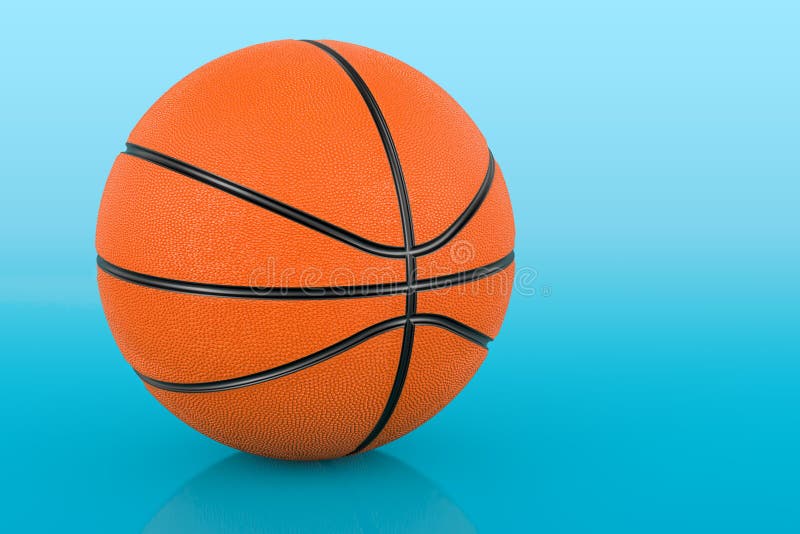 Orange Basketball Ball on Blue Background, 3D Rendering Stock ...