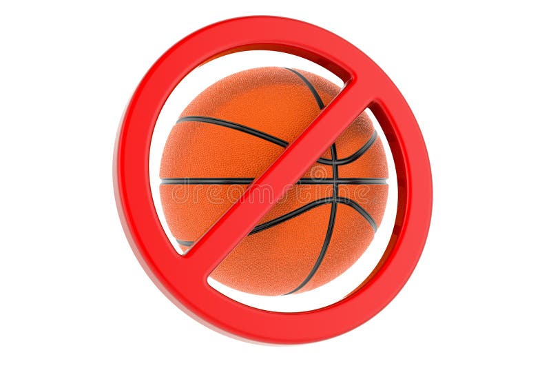Orange Basketball Ball with Forbidden Symbol, 3D Rendering Stock ...
