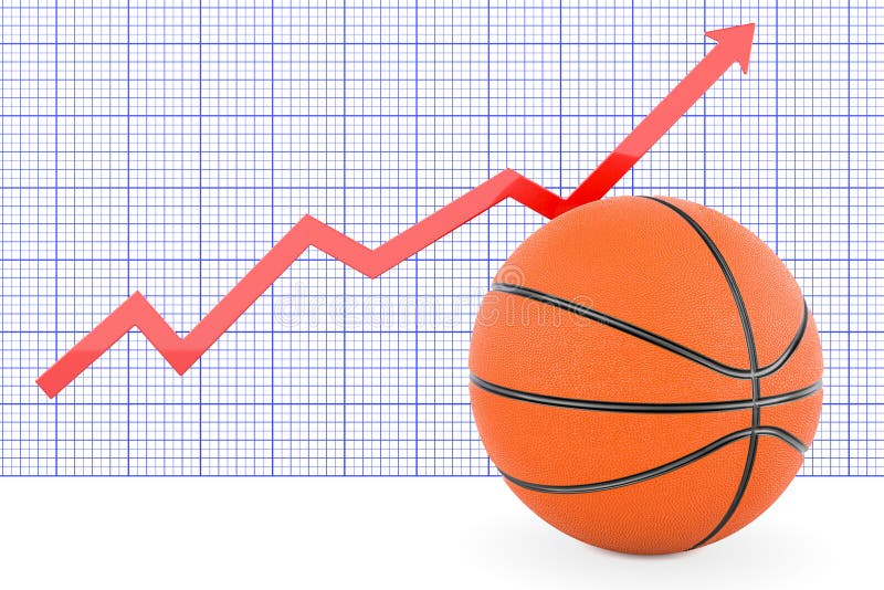 Orange Basketball Ball with Growing Chart, 3D Rendering Stock ...