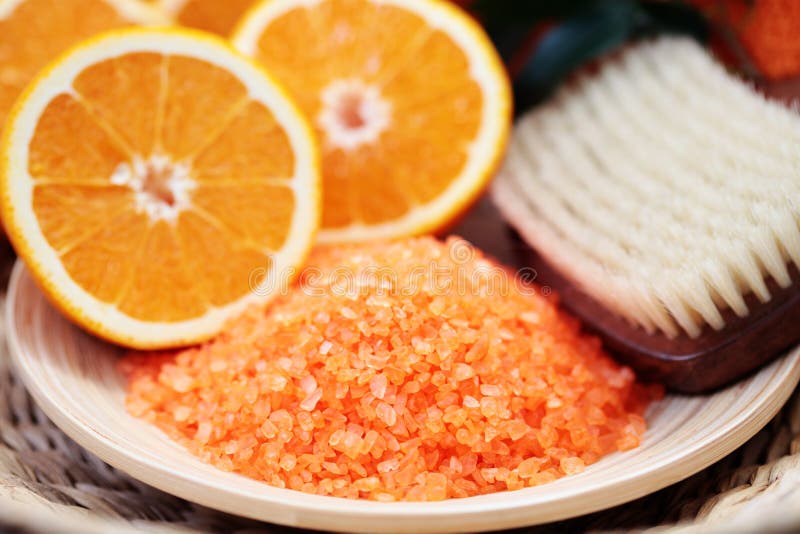 Orange bath salt stock photo. Image of product, treatment - 11226568