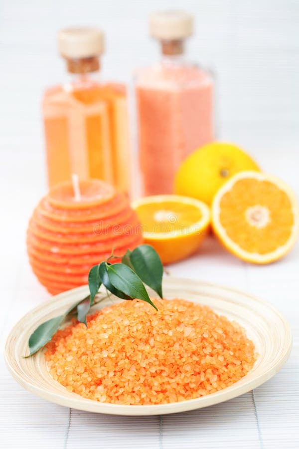 Orange bath salt stock image. Image of body, salt, soap - 11226945