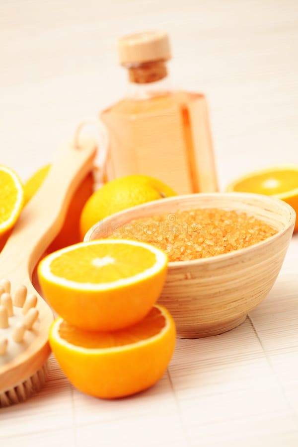 Orange bath salt stock image. Image of citrus, bowl, toiletries - 11954643
