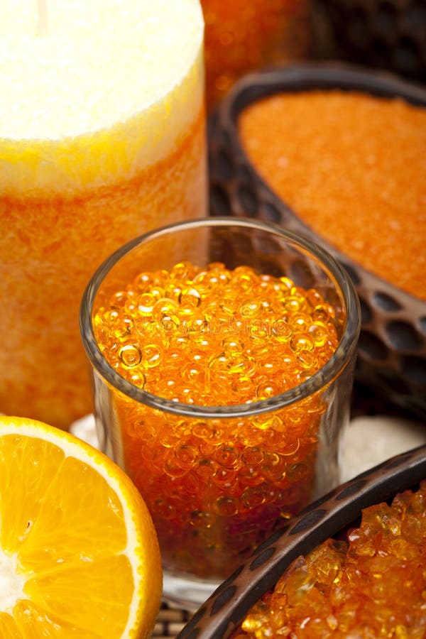 Orange bath salt stock photo. Image of product, mineral - 16562700