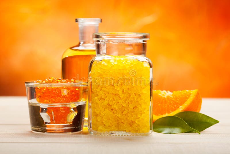 Orange bath salt stock image. Image of beauty, glycerine - 18608757