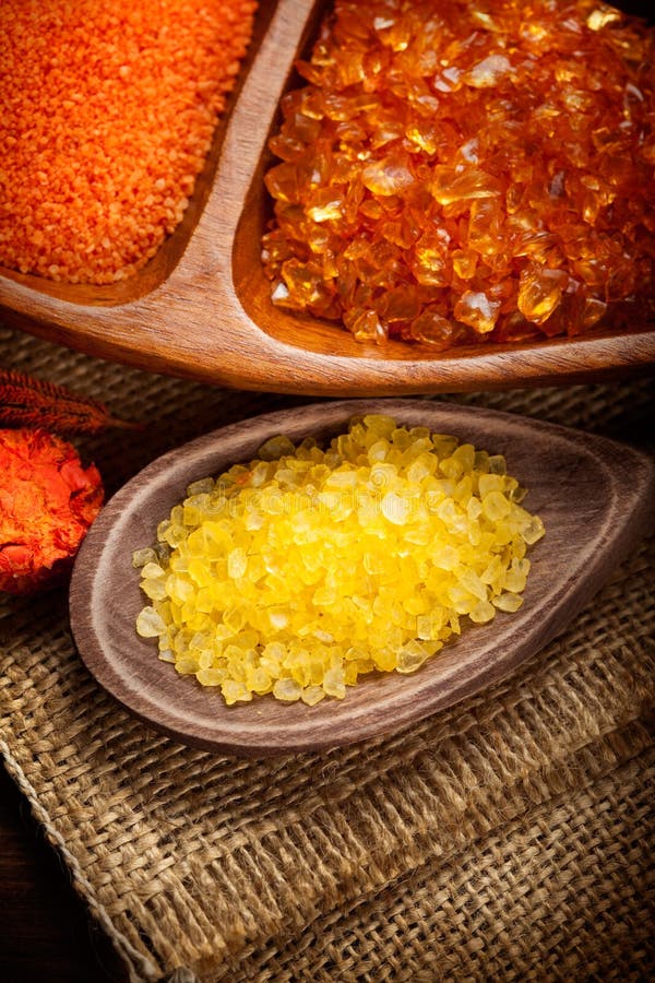 Orange bath salt stock photo. Image of beauty, massage - 18785966
