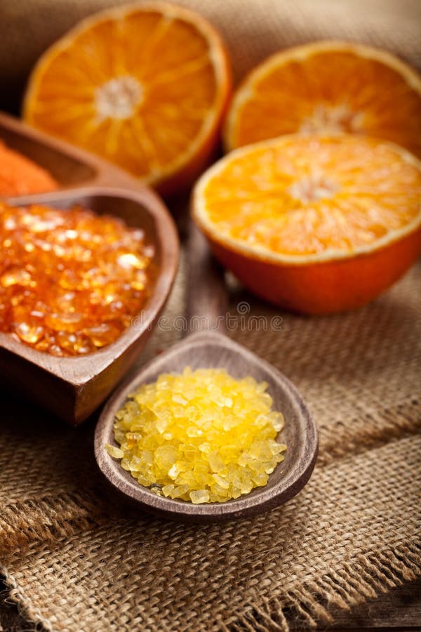 Orange bath salt stock photo. Image of cosmetic, body - 18943154