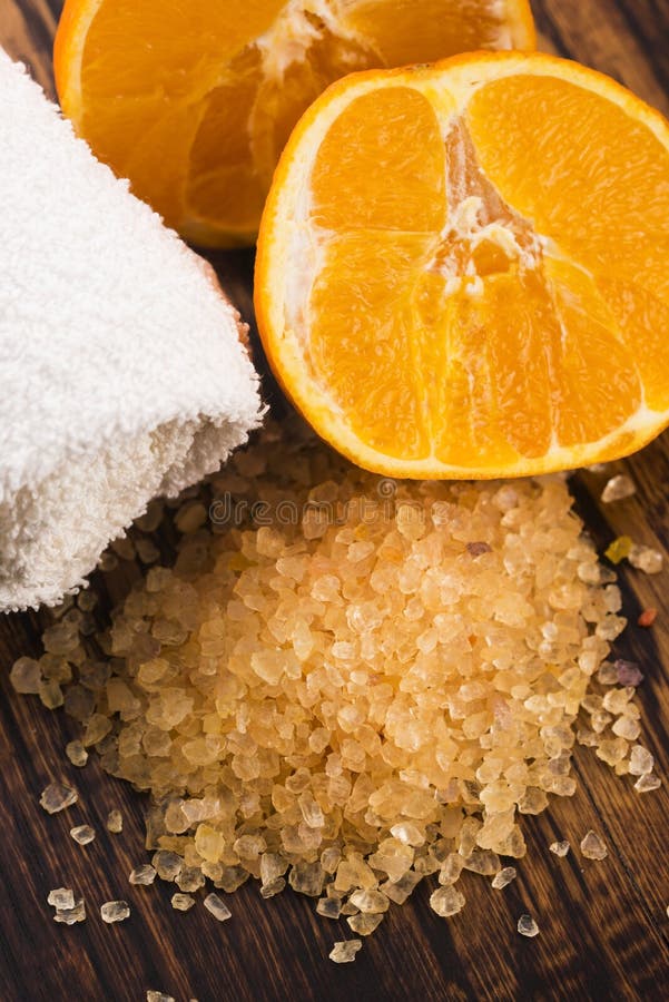 Orange bath salt stock image. Image of organic, aromatherapy - 95946575