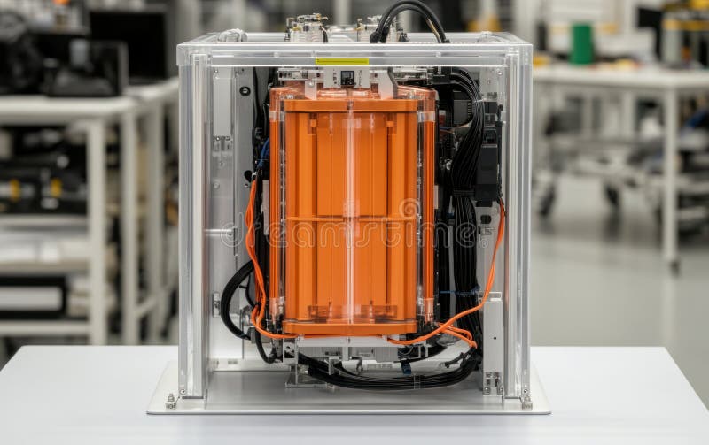 Orange Battery Pack in Transparent Case Stock Illustration ...