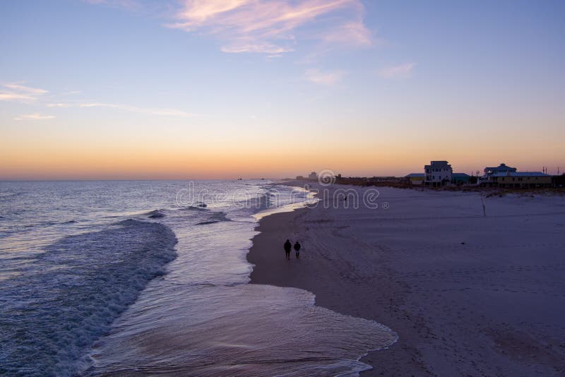Orange Beach, Alabama Waterfront at Sunset Stock Photo - Image of coast ...