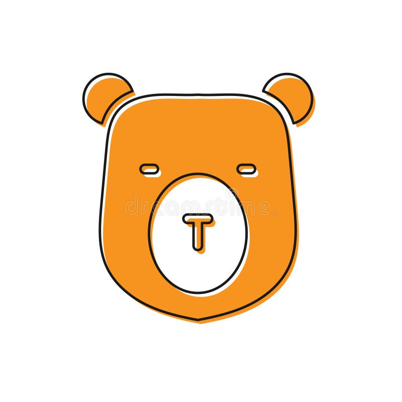 Orange Bear Head Icon Isolated on White Background. Vector Stock Vector ...