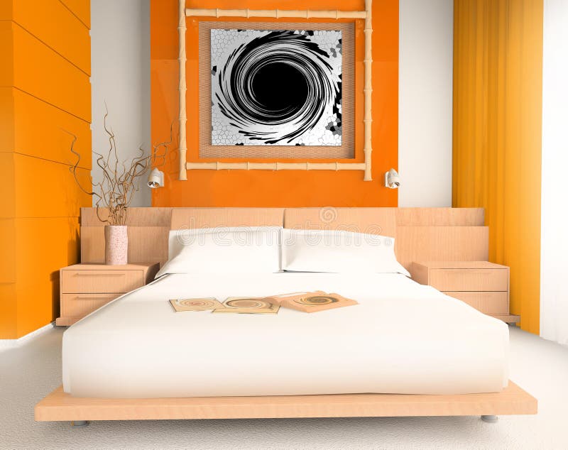 Orange bedroom stock image. Image of beds, sleep, comfortable - 2663159