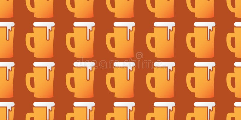 Orange Beer Mugs Pattern, Wide Scale Background Design Template in ...