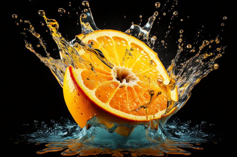 Orange Being Dropped into Water with Splash of Water on Top of it ...