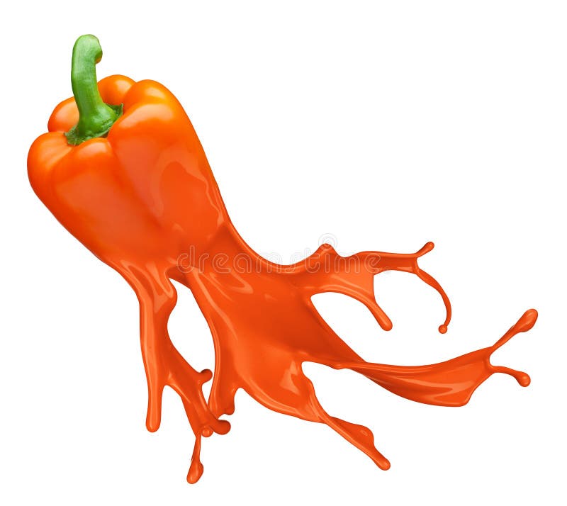 Orange Bell Pepper and Ink Splashes Stock Image - Image of slices ...