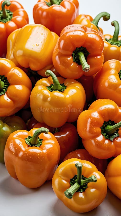 Orange Bell Peppers Isolated on White Ai Generated Stock Illustration ...