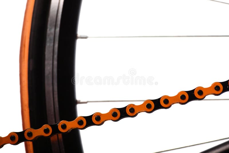 Orange bicycle chain stock photo. Image of metal, iron - 34865116