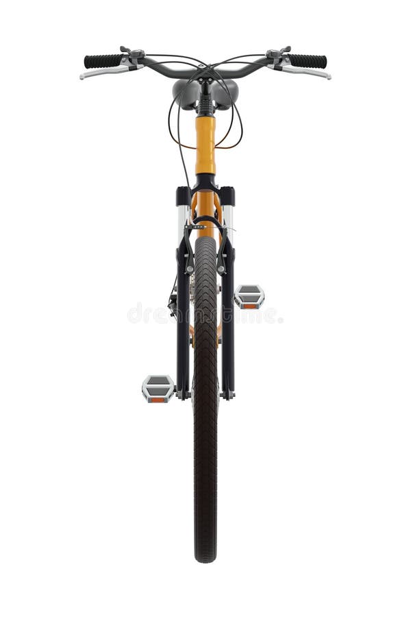 Orange Bicycle, Front View Isolated on White Background, 3D ...