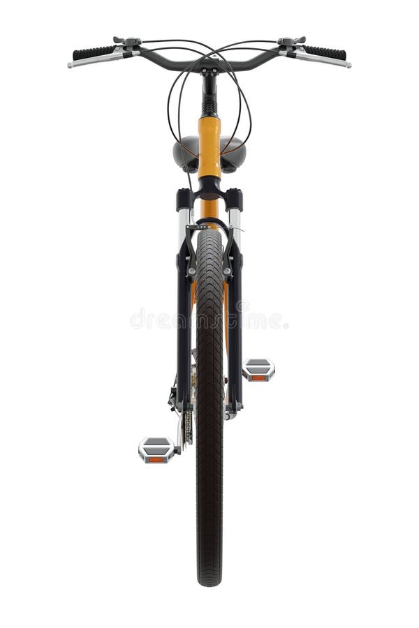 Orange Bicycle, Front View Isolated on White Background, 3D ...