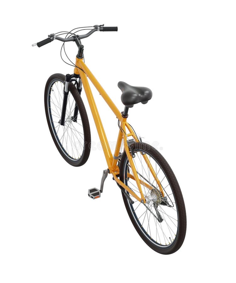 Orange Bicycle, Side Top View Isolated on White Background, 3D ...
