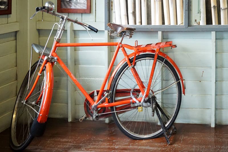 Orange bike stock image. Image of bike, vintage, floor - 92411233