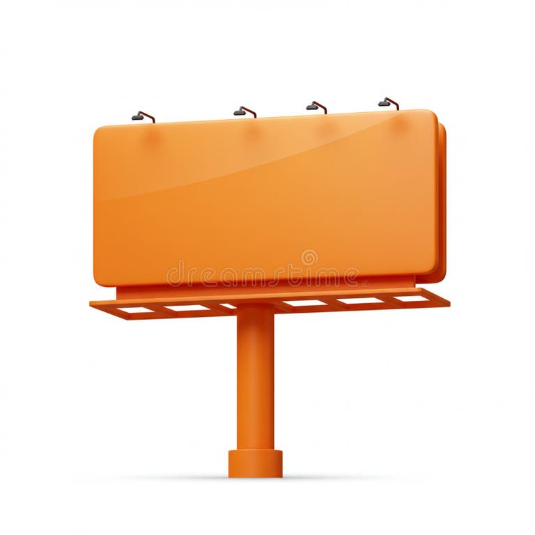 Orange Billboard Standing on a Sturdy Cylindrical Base. the Billboard ...