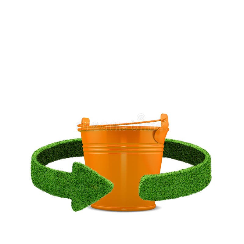 Orange Bin. Recycling Concept Isolation on White Stock Image - Image of ...