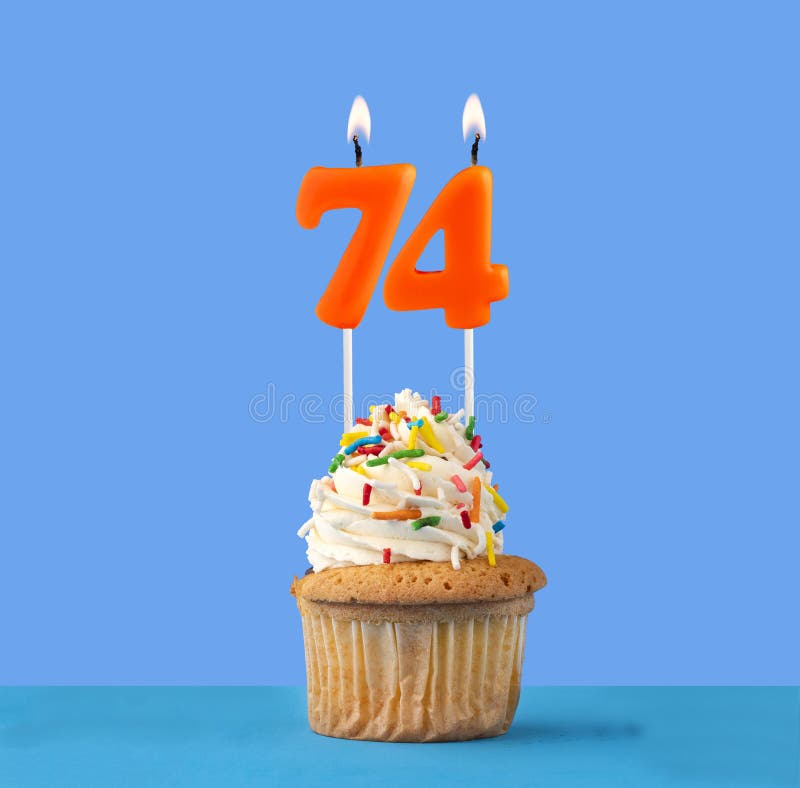 Orange Birthday Candle and Cupcake - Number 74 Stock Illustration ...