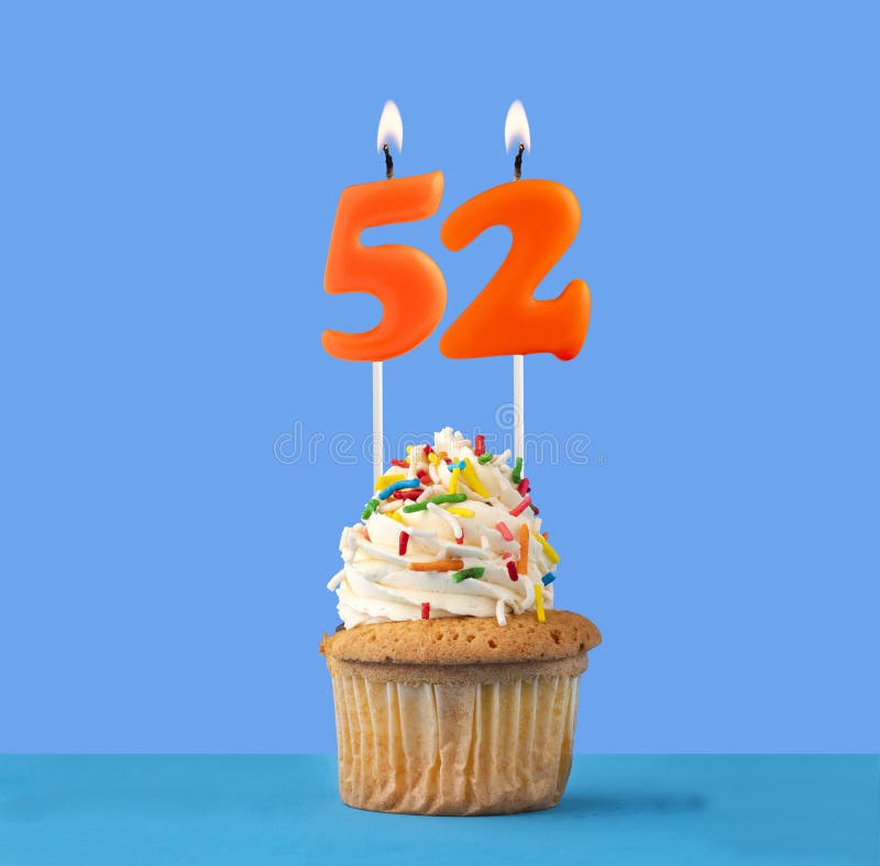 Orange Birthday Candle and Cupcake - Number 52 Stock Illustration ...